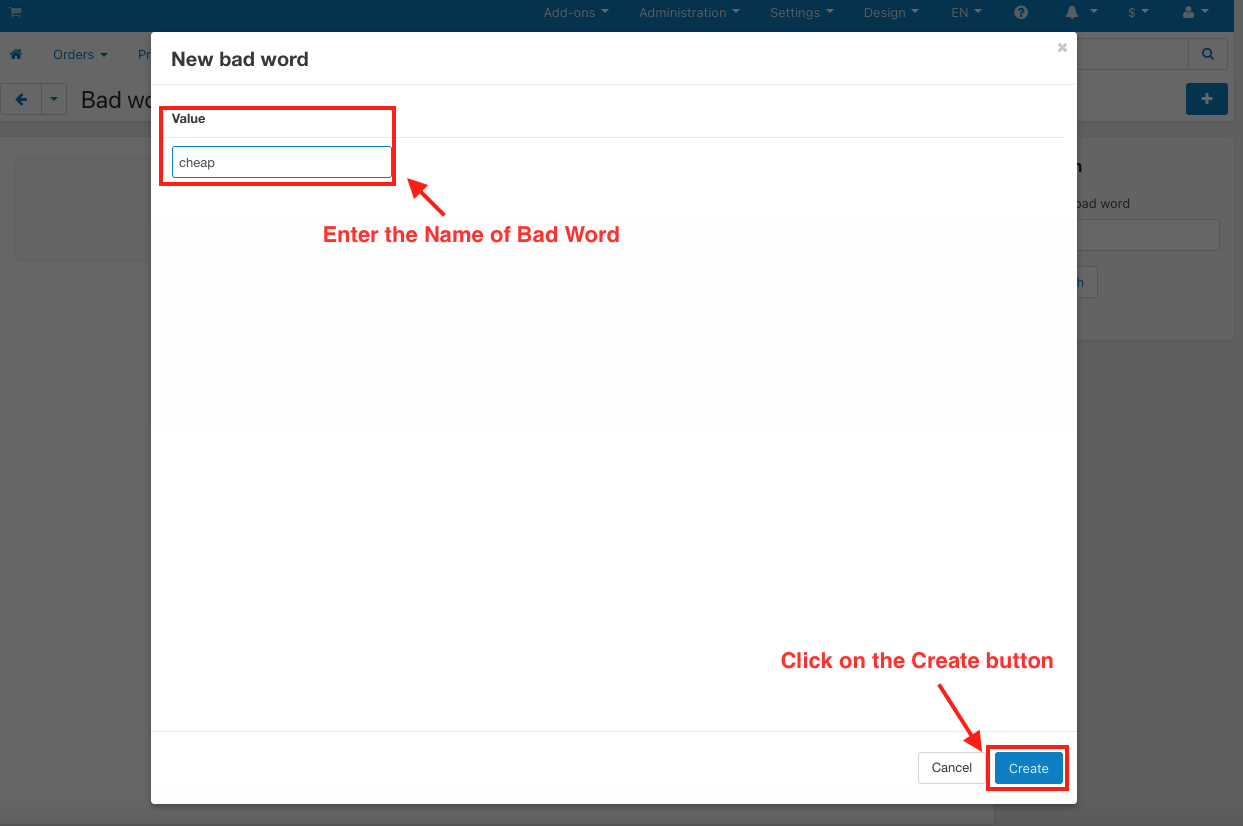 CS-Cart Word’s Blocker Addon